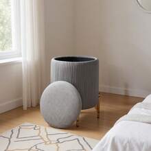 LIVINGANDHOME Living And Home Multi-Functional Pleated Storage Ottoman ...