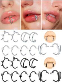 AVYRING 10PCS Fake Lip Ring Vampire Teeth Ring, Adjustable Fake Lip ...