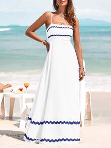 Women's Spring Summer Flowy Maxi Dress Casual Sleeveless Spaghetti ...