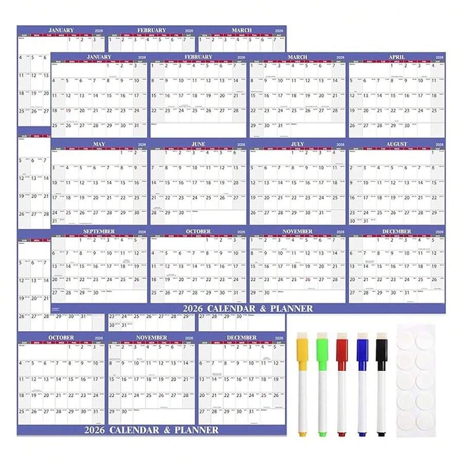 2026 Dry Erase Calendar - 2026 Yearly Wall Calendar, " X 32", JAN.2026 ...