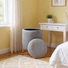 LIVINGANDHOME Living And Home Multi-Functional Pleated Storage Ottoman ...