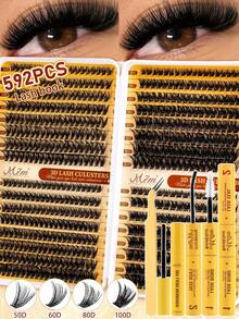 640/592 D-Curl Cluster False Eyelashes High Capacity Set, Suitable For ...