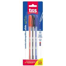Ballpoint Pen, Medium Point, Blue, Black, Red, 3 Units, School Writing ...