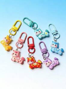 1pc/3pcs/6pcsThe 2026 Zodiac Pony Keychain, Cute Pony Resin Keychain ...
