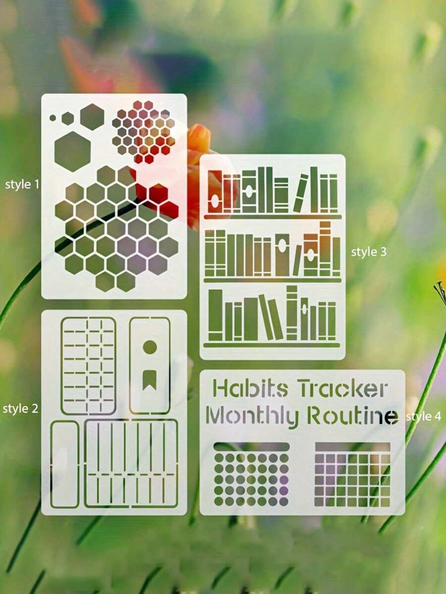 4pcs Diary Notebook Templates, 5.83*4.13 Inch Bookshelf Templates ...