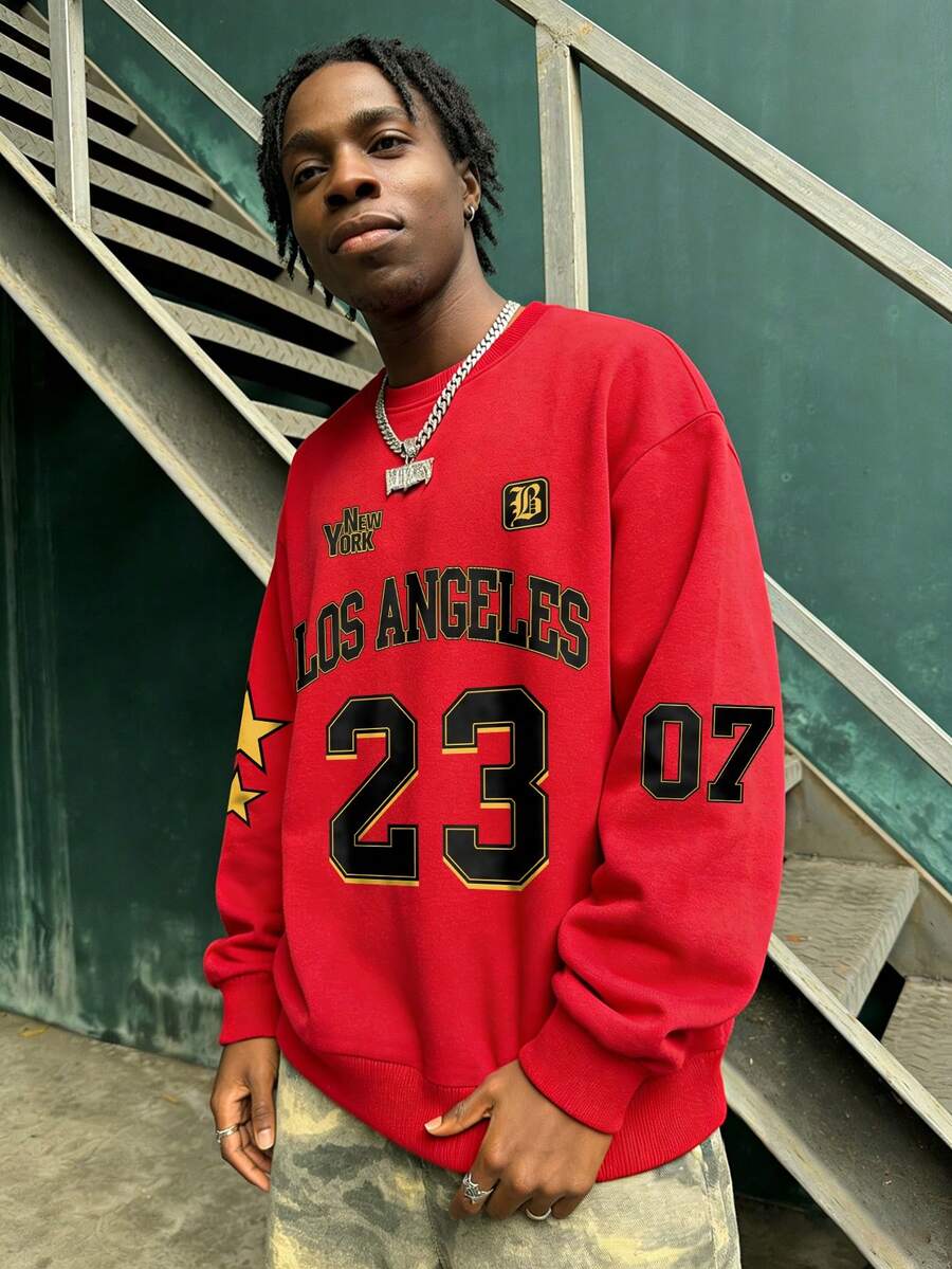 Men's Casual Everyday Wear Loose Fit Round Neck Long Sleeve Sweatshirt ...