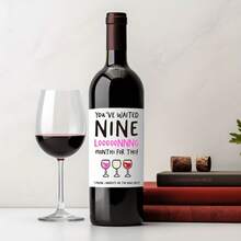 2pcs "9 Months Of Waiting" Wine Bottle Labels: Celebrate New Baby With ...