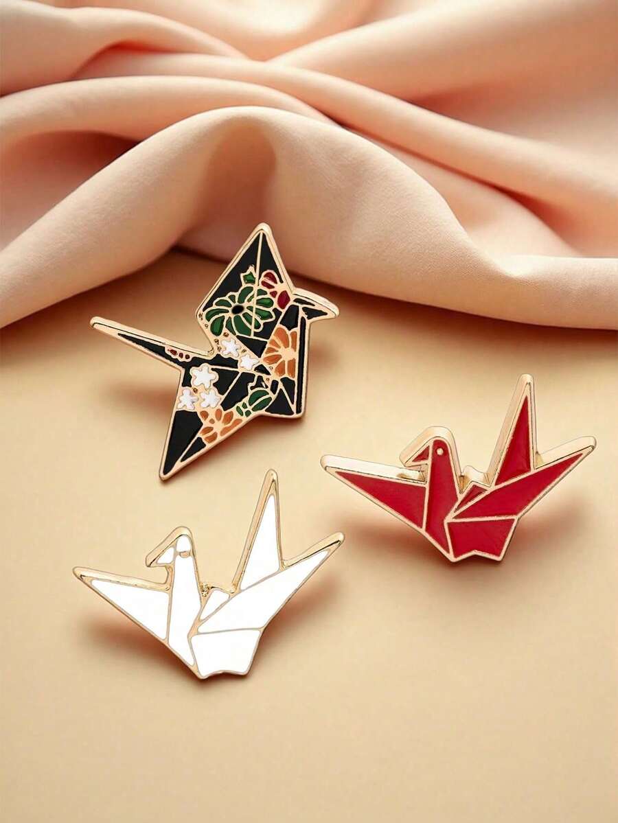 1/3pcs Origami Crane Brooch, Japanese Wishing Good Luck Origami Crane ...