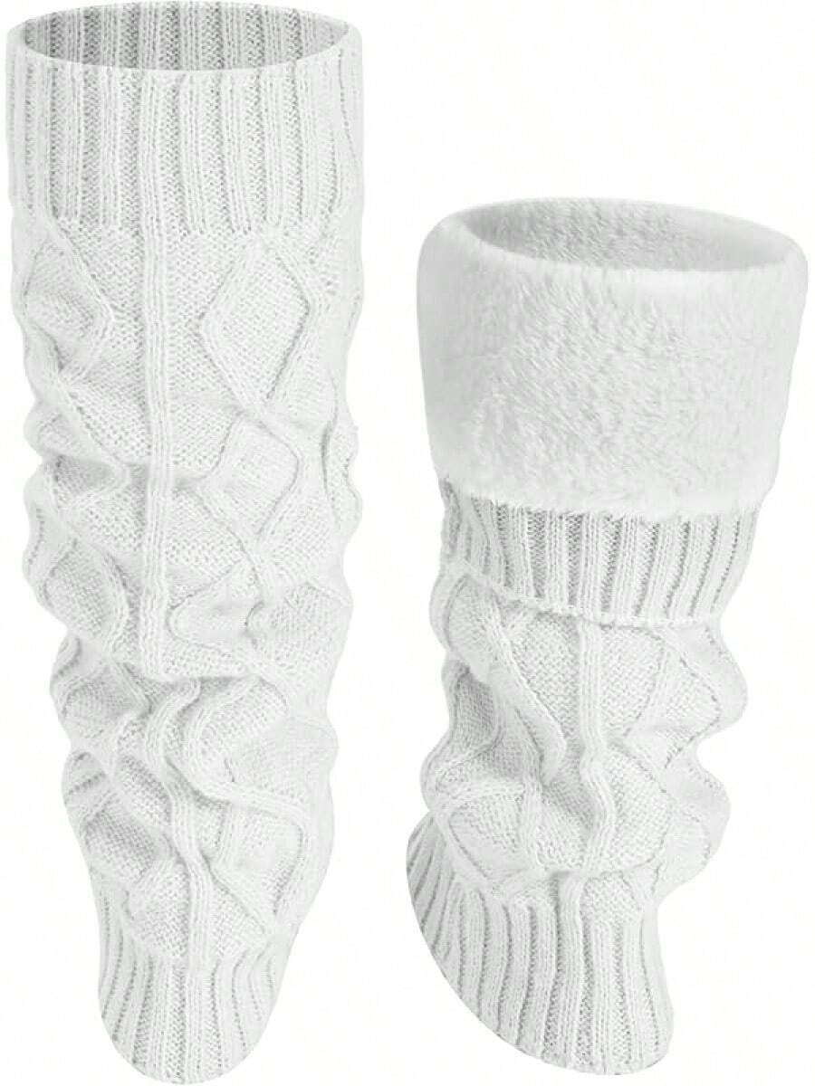 Shihanee Winter Fleece Lined Leg Warmers Women Knit Long Leg Warmers ...