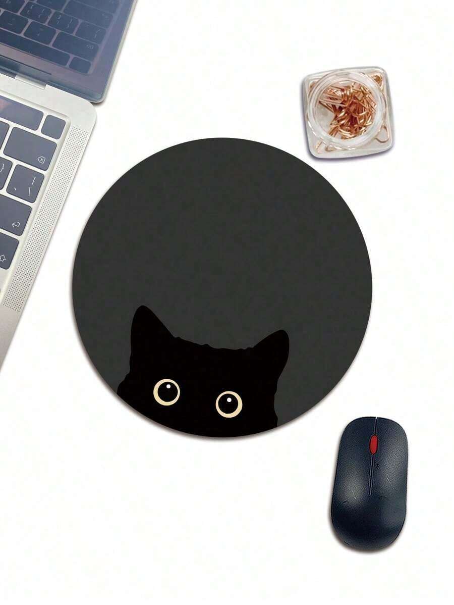 Mouse Pad Black Cat Colored Rubber Material Round 20x20cm | SHEIN ITALIA
