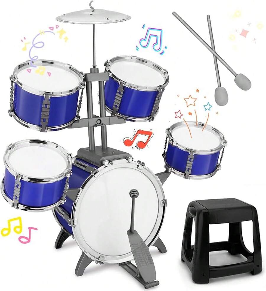 Upgraded Drum Set Toddlers 1-3 Plastic Musical Jazz Drum Instruments ...