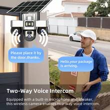 Telecamera IP V380 Pro a 3 obiettivi, alimentata a energia solare, 15MP ...