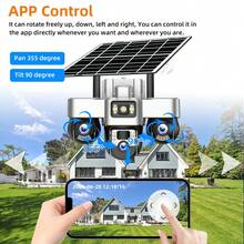 Telecamera IP V380 Pro a 3 obiettivi, alimentata a energia solare, 15MP ...