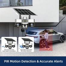 Telecamera IP V380 Pro a 3 obiettivi, alimentata a energia solare, 15MP ...