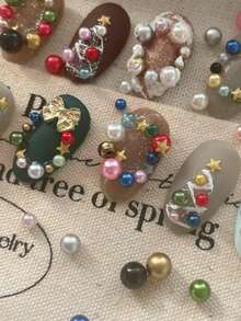 12 Gitter zufällige Farbe Maillard Flachperlen Nail Art Charms, 1 Box ...