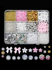 12 Fächer Maillard Flachperlen Nail Art Charms, 1 Box 12 Farben ...
