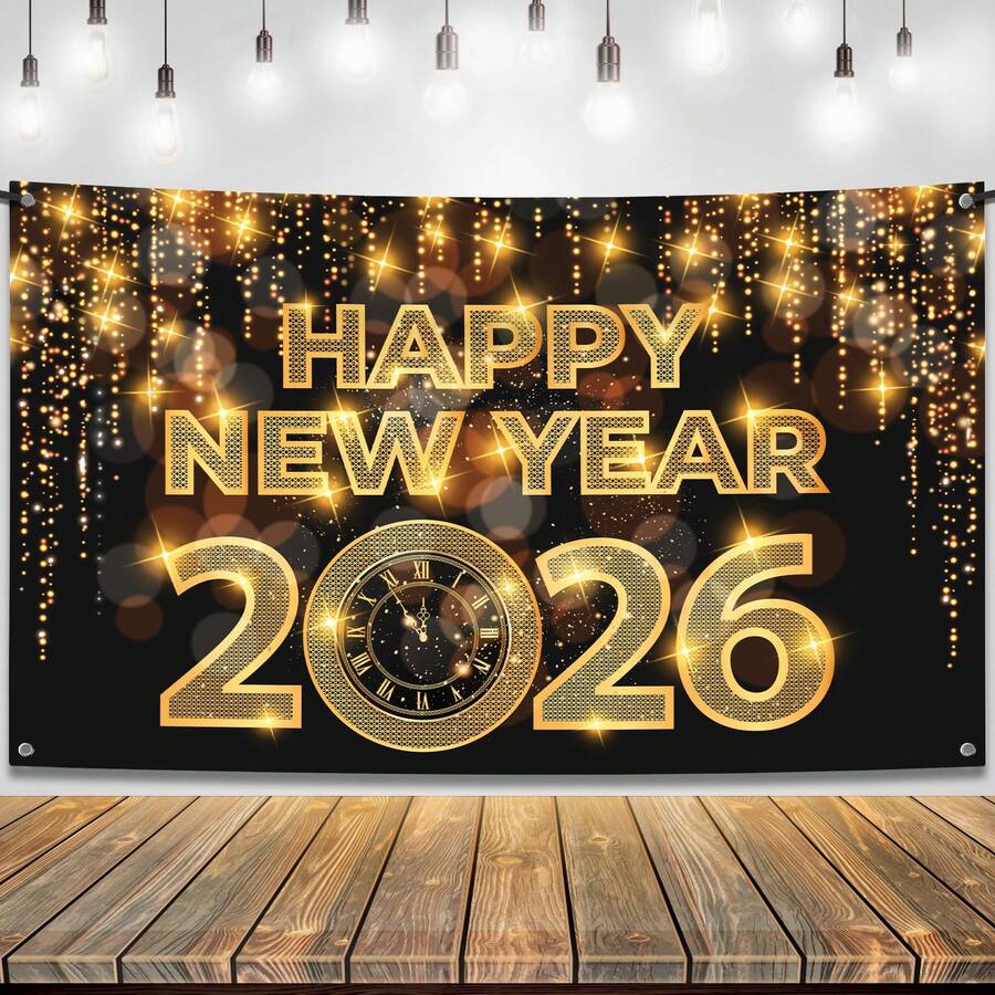 XtraLarge Happy New Year Banner - New Year Backdrop 2026 For New Years ...
