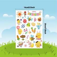 4 Sheets Easter Sticker Eggs Adorable Cartoon Rabbit Party Stickers Fun ...
