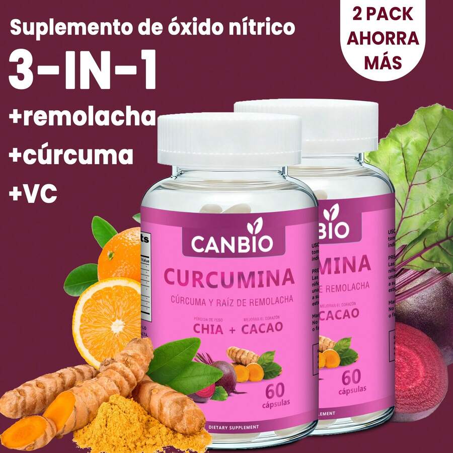 999 Suplemento de Óxido Nítrico con Betabel Orgánico, Curcumina ...
