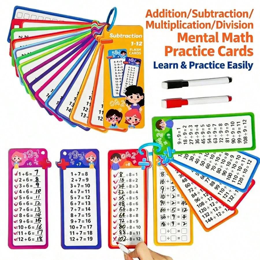 Tarjetas de números de Suma/Resta/Multiplicación/División para la ...