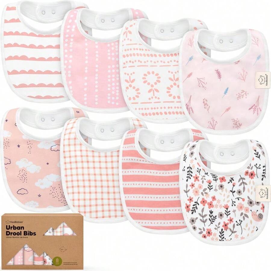 8-Pack Organic Baby Bibs For Boys, Girls - Soft Cotton Drooling And ...
