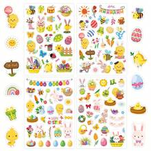 4 Sheets Easter Sticker Eggs Adorable Cartoon Rabbit Party Stickers Fun ...