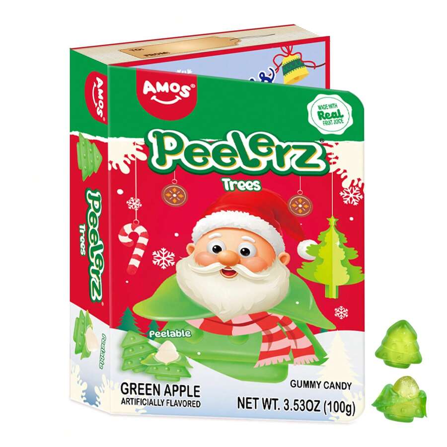 AMOS Peelerz Trees Green Apple Gummy Candy – Christmas Edition Book ...