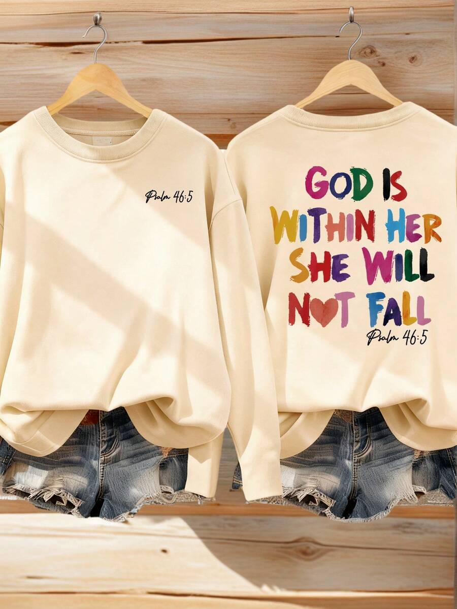 1pc Tween Girl Casual Colorful Graphic Print Crew Neck Long Sleeve T ...