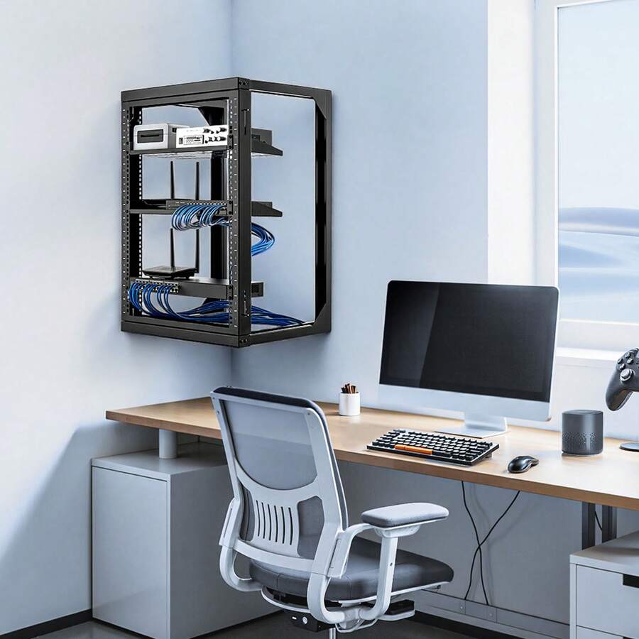 15U Wall Mount Server Rack, 68.04 Kg Max Load Capacity, Open Frame ...