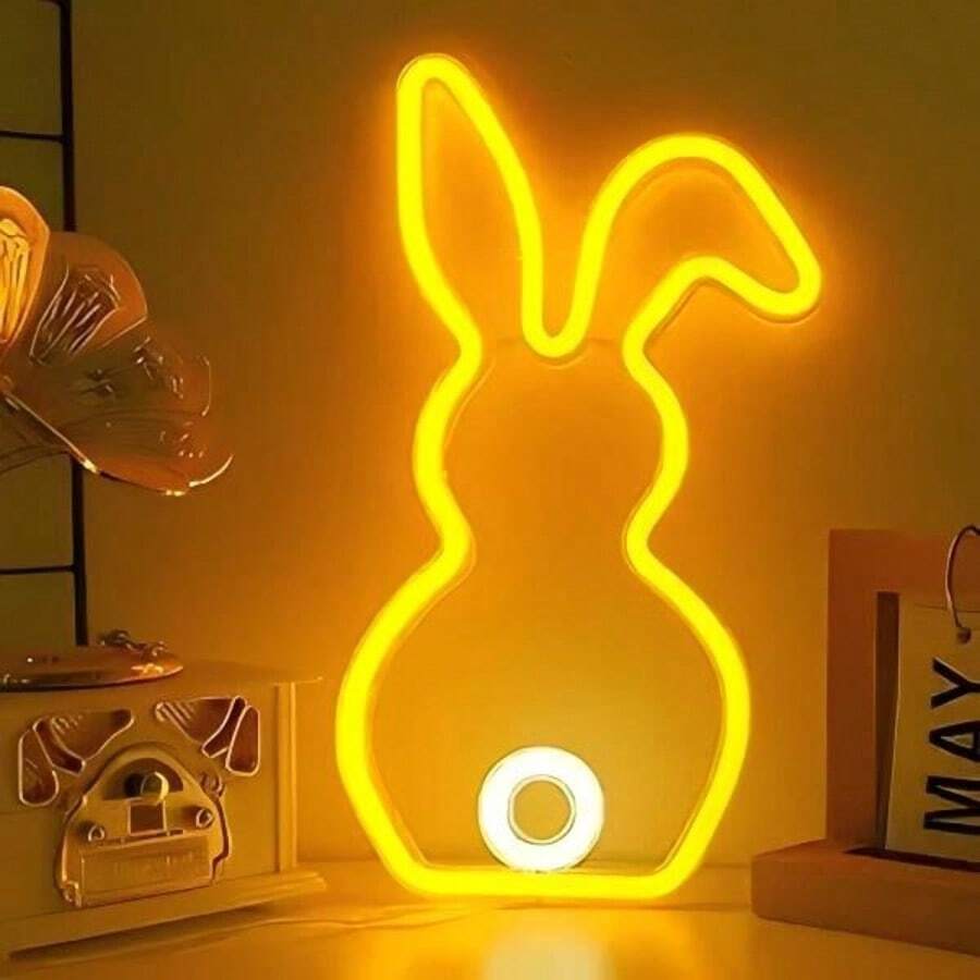 11 Inch Bunny Neon Light, Static USB Powered Decorative Lamp For Party ...