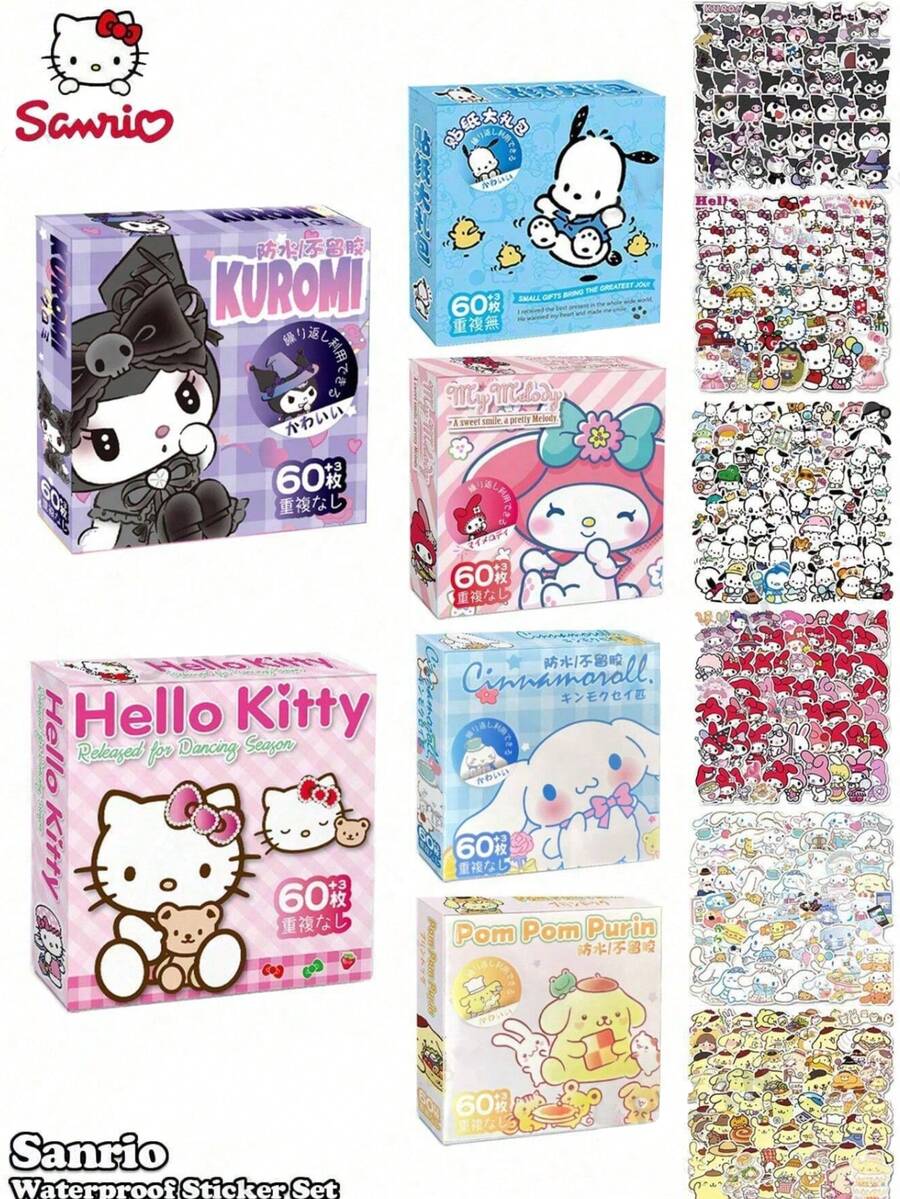 Sanrio Anime Stickers For Scrapbooking, Cute Cartoon Stickers ...