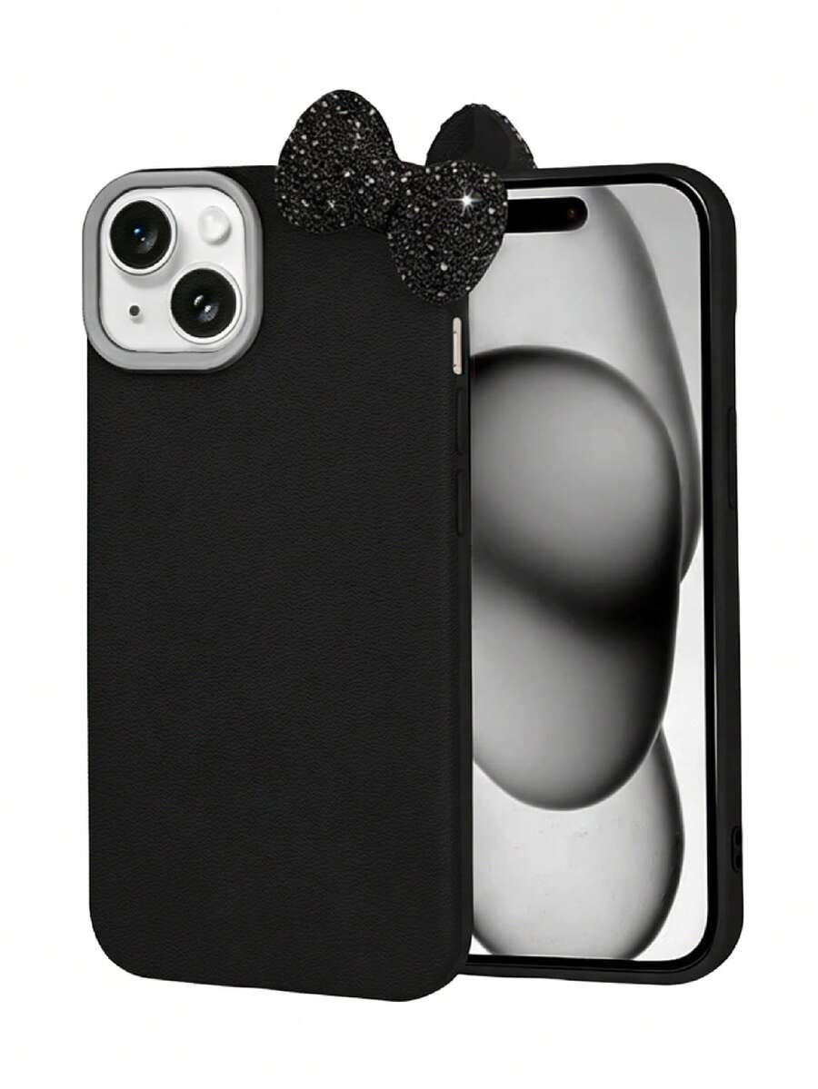 Pink & Red Faux Leather Phone Case With DIY Glitter Bow, Compatible ...