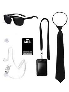 4pcs Secret Agent Costume Set - Includes Black Sunglasses, Adjustable ...