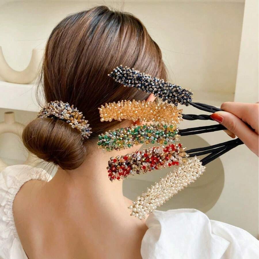 New Fashion Crystal Hair Bun Maker, Slouchy Hair Styling Tool, Messy ...