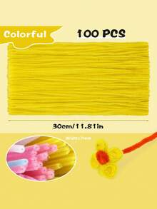 200pcs/Pack Cream Yellow DIY Chenille Stems, Suitable For DIY Roses ...