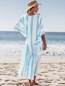 popvil Damen asymmetrische Streifen Farbkontrast Saum mit Schlitz Cover ...