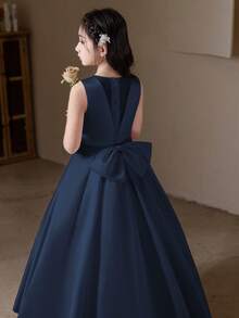 Teen GirlNavy Blue Formal Dress, Sleeveless Princess Dress With Bow ...