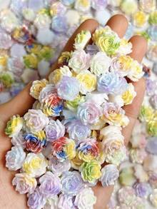 30pcs Colorful Rose Flower Nail Art Decorations, 3D Resin Realistic ...