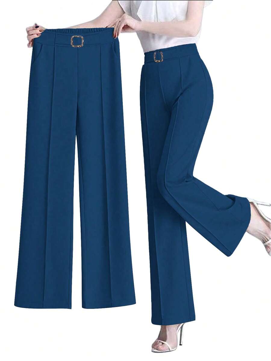 Pantalones casuales de oficina rectos y sueltos con diseño de rayas de ...