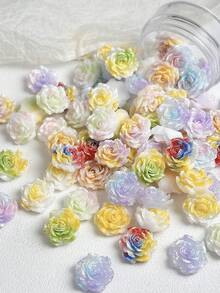 30pcs Colorful Rose Flower Nail Art Decorations, 3D Resin Realistic ...
