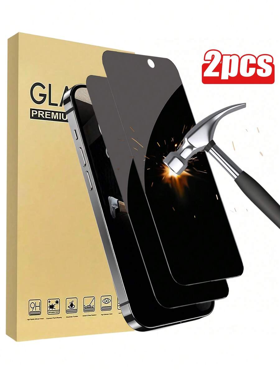 2 Packs Tempered Glass Privacy Screen Protector For Smartphones ...