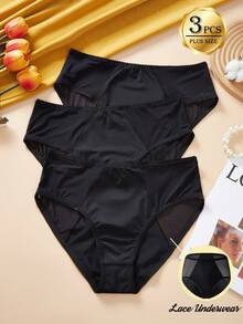 3 Peças Calcinhas Básicas de Triângulo de Cor Sólida, Plus Size ...