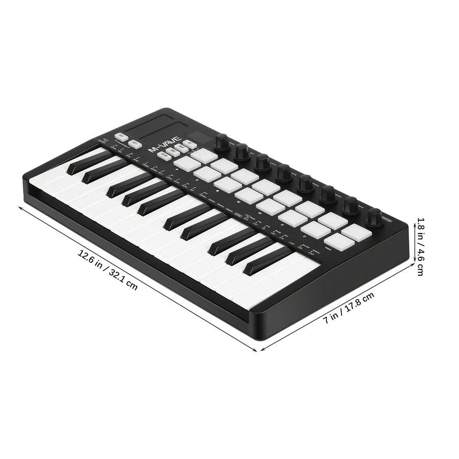 MIDI Keyboard Controller: 25 Key USB Keyboard With 16 Backlit Drum Pads ...