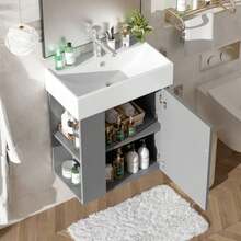 21.6 Inch Modern Floating Bathroom Vanity With Ceramic Basin - Small ...