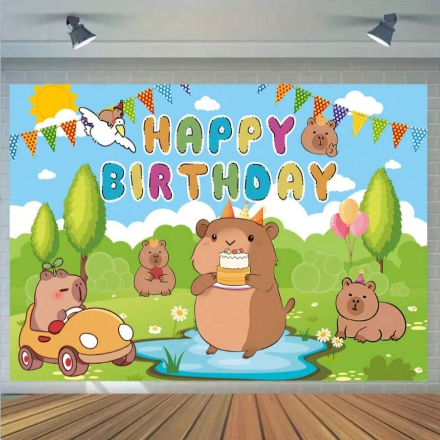 Capybara Cartoon Geburtstags Party Hintergrund, Alles Gute zum ...