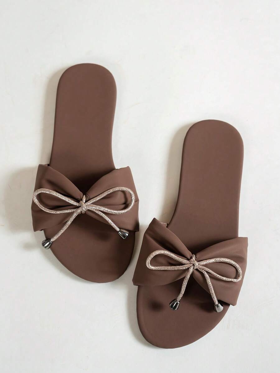 Women's Flat Slide Sandals, Bowknot Design, Soft Sole, Lightweight ...