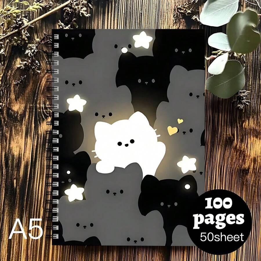 1 pieza Libreta espiral con diseño de gato lindo - Estilo de diario de ...