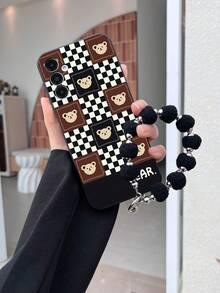 1 Stück schwarze TPU Handyhülle mit niedlichem Bären-Texturmuster ...