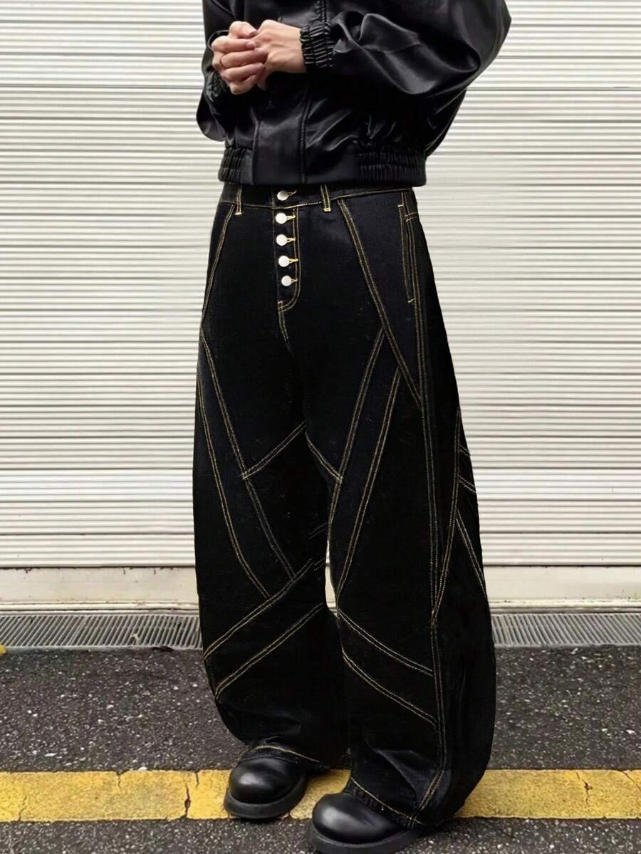 1 Stück amerikanische Retro Straßen Herren Baggy Weite Bein Jeans ...