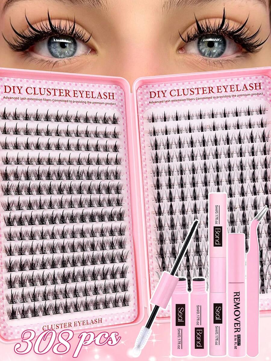 308 Piece Set Of 28 Row Manga Eyelash Set, Manga Eyelash Clusters ...